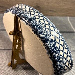 Vintage Heavy Stoneware Oval Blue Flower Oven Roaster Dish | Rosemore ...