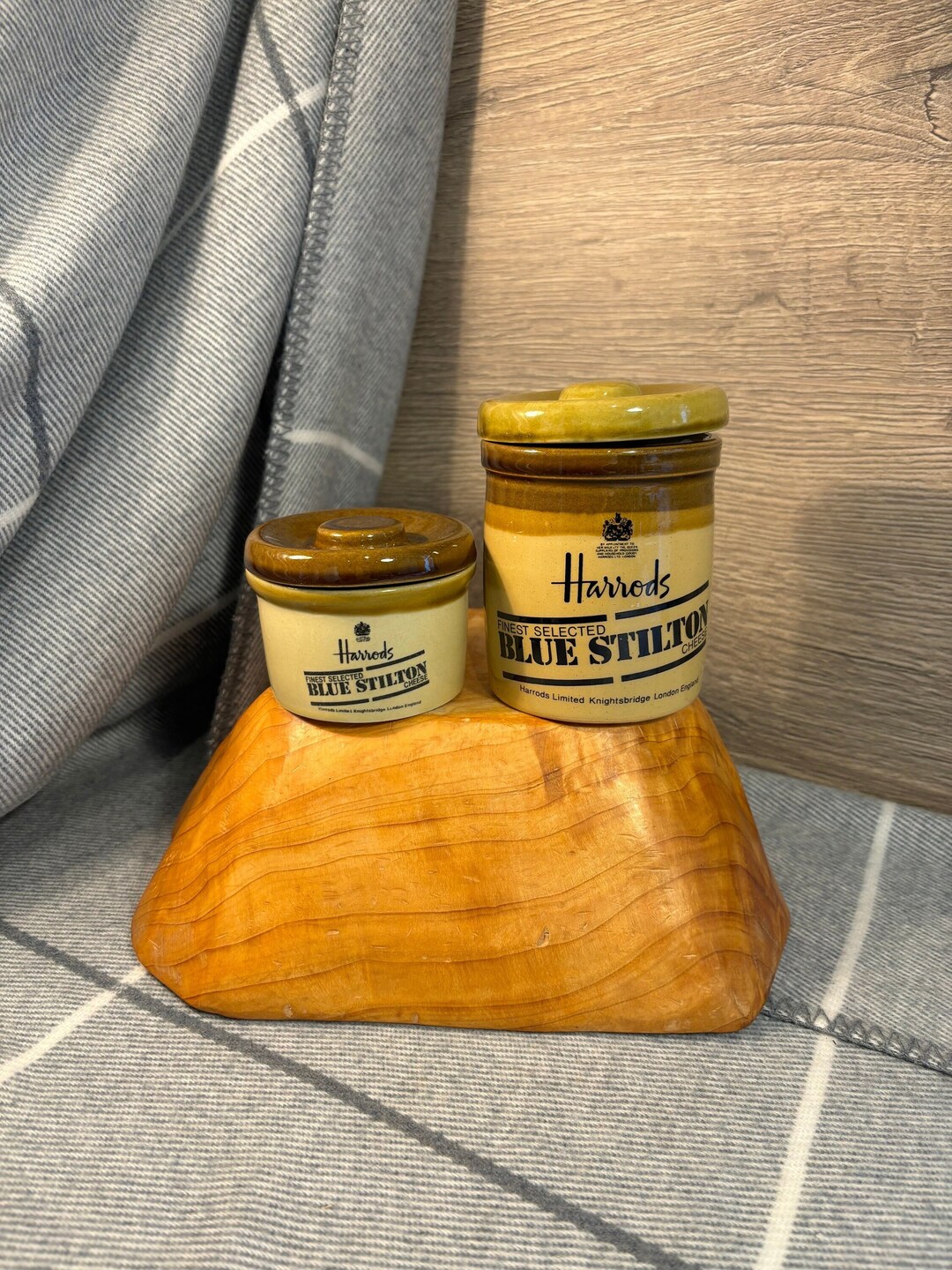 Vintage Harrods Blue Stilton Cheese Jars-set of 2 Granville TG Green ...