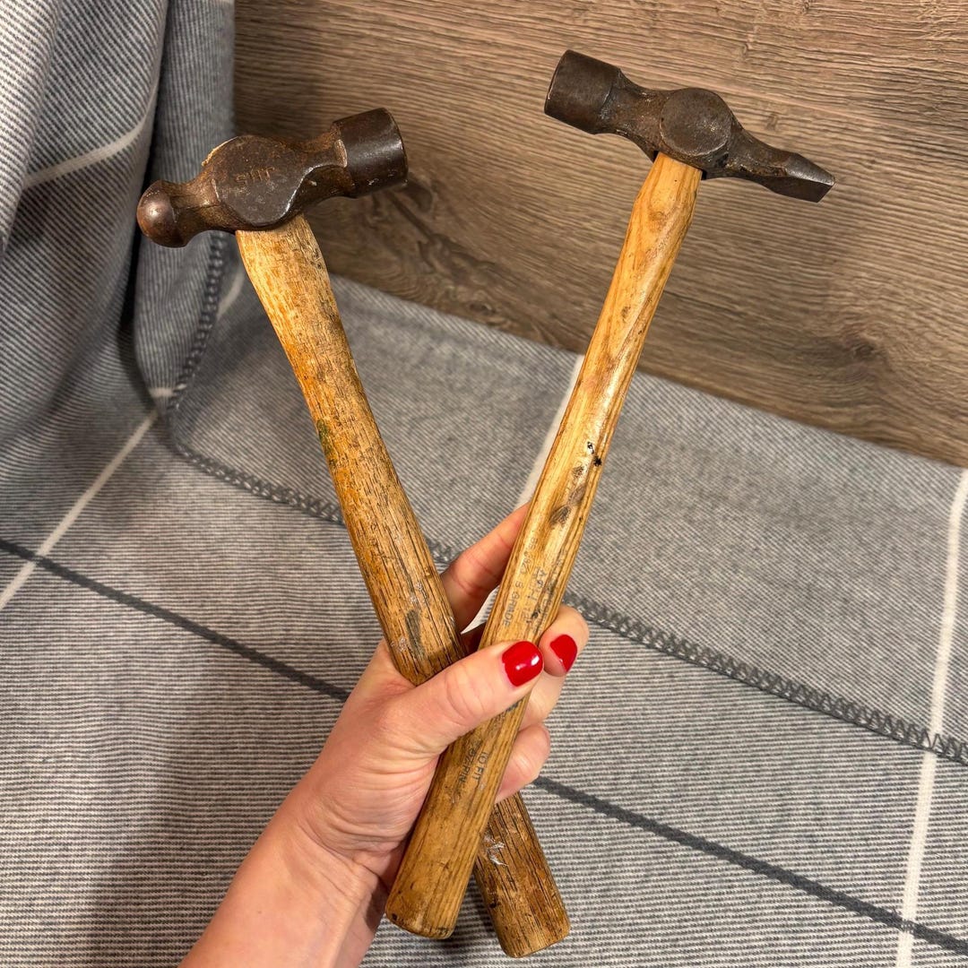 Vintage Two Hammers With Wooden Handles | Retro J.H.S and SWT Superfine ...