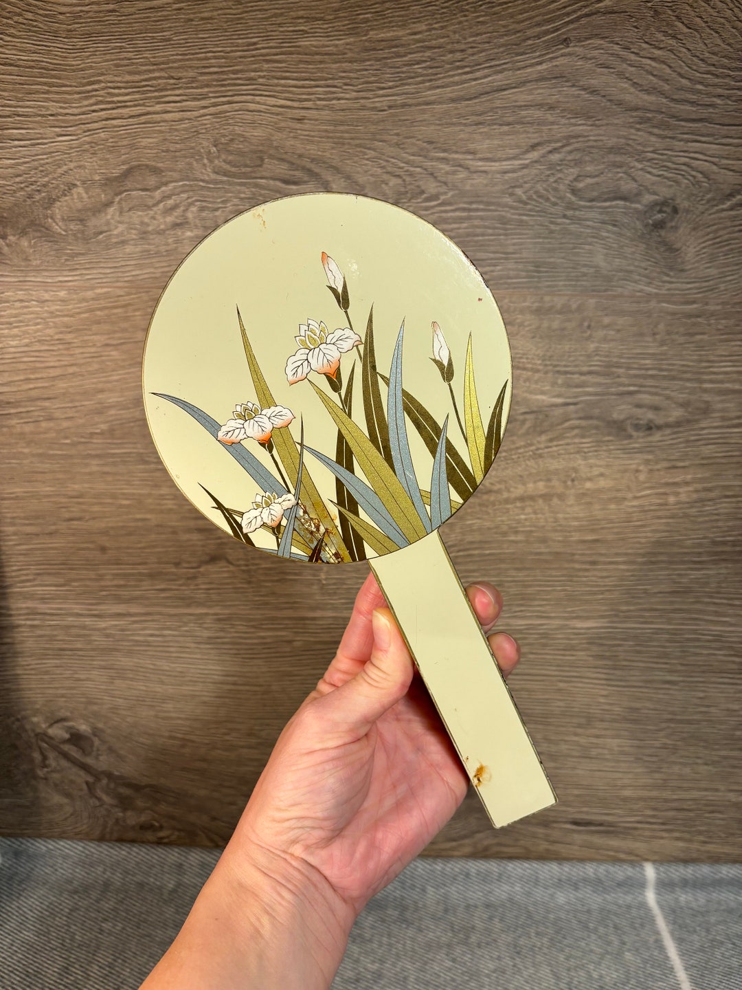 Vintage Otagiri Japan Iris Flower Lacquerware Mirror | Oriental Double ...