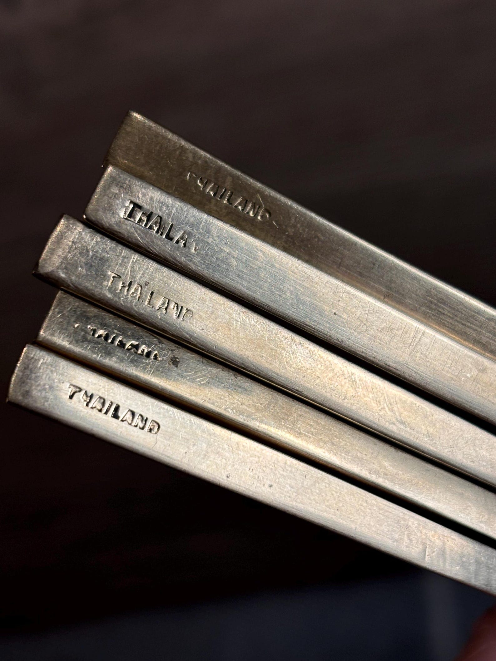Vintage Set of 5 Solid Brass Thailand Fruit & Dessert Mini Forks ...
