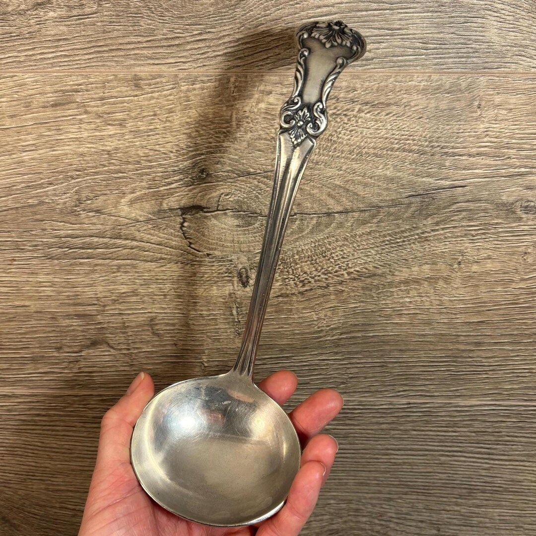 Vintage Silver Tone Petite Pretty Ladle With Curved Ornate Handle ...