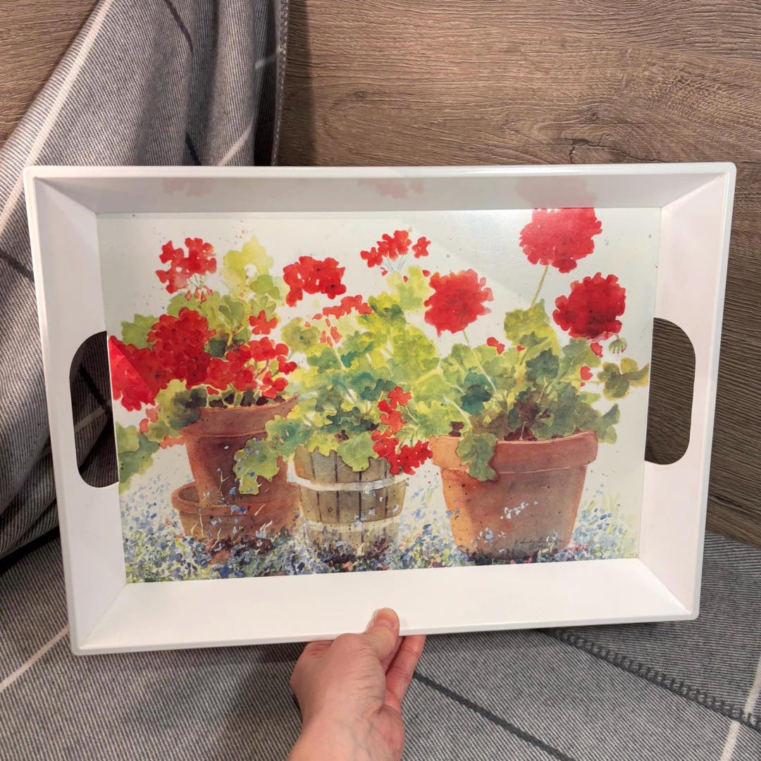 Vintage 1992 Judy Buswell Red Geranium R2S Spa Made in Italy Tray With ...