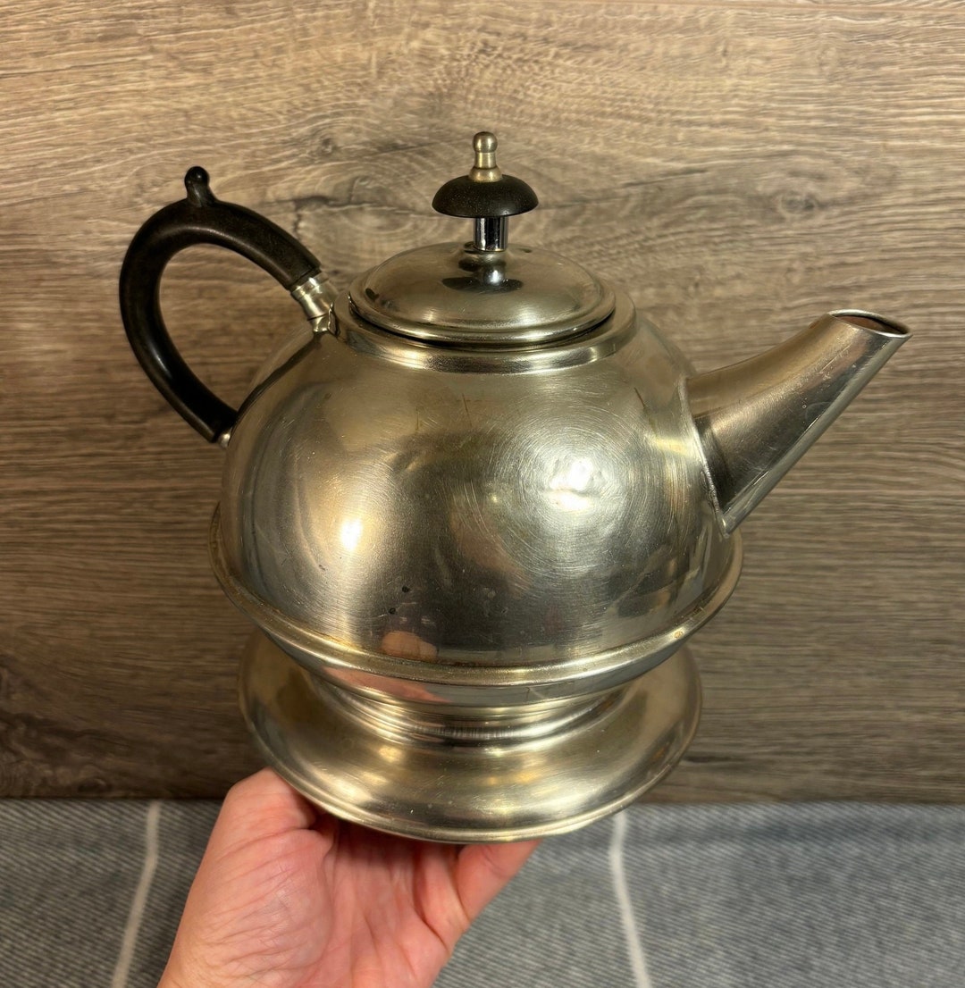 Vintage Master Patents Solid Nickel Silver Kettle Teapot With Black ...