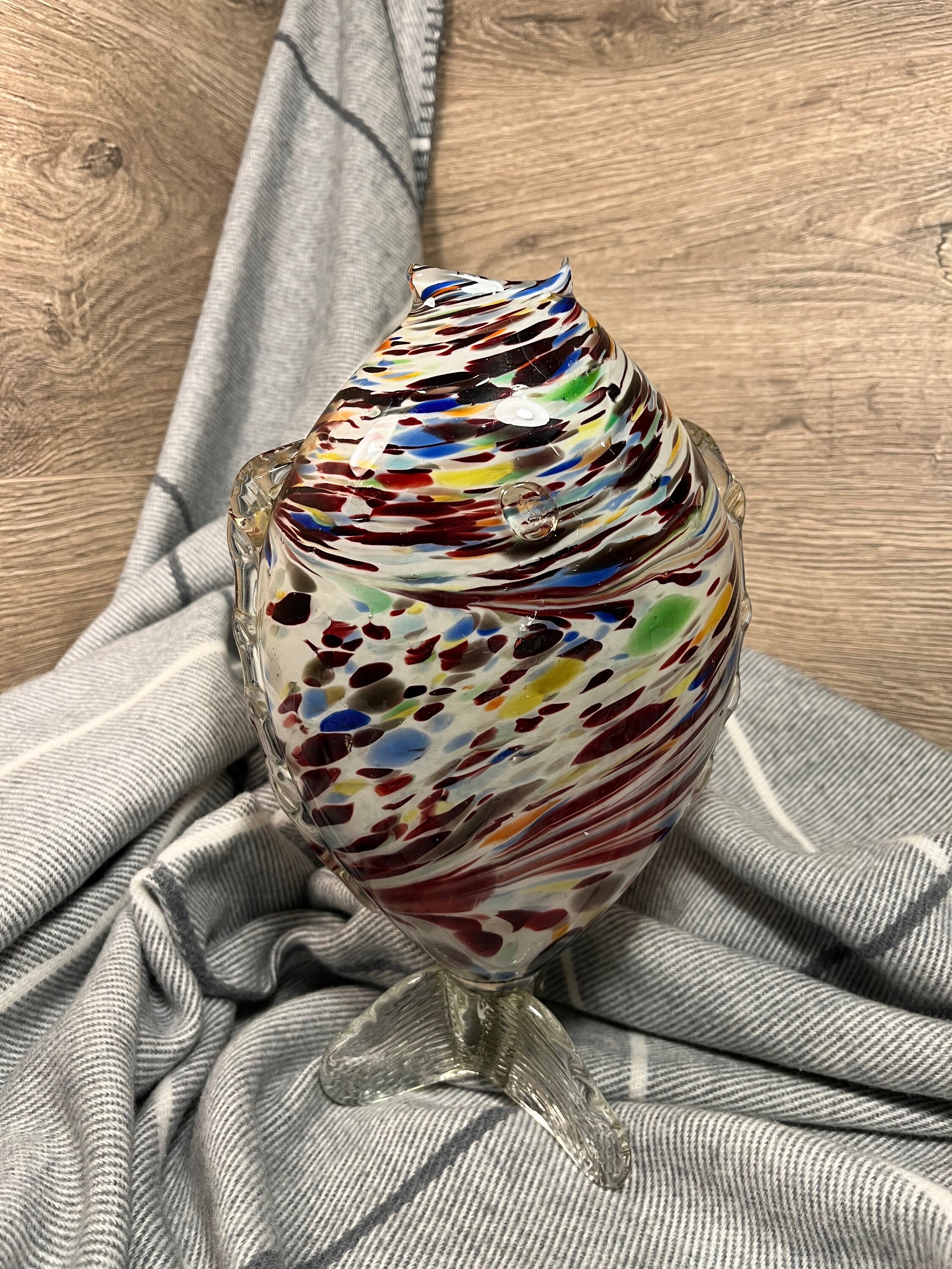 Vintage Mid Century Retro Iconic Hand Crafted Blown Spatter Burgundy ...