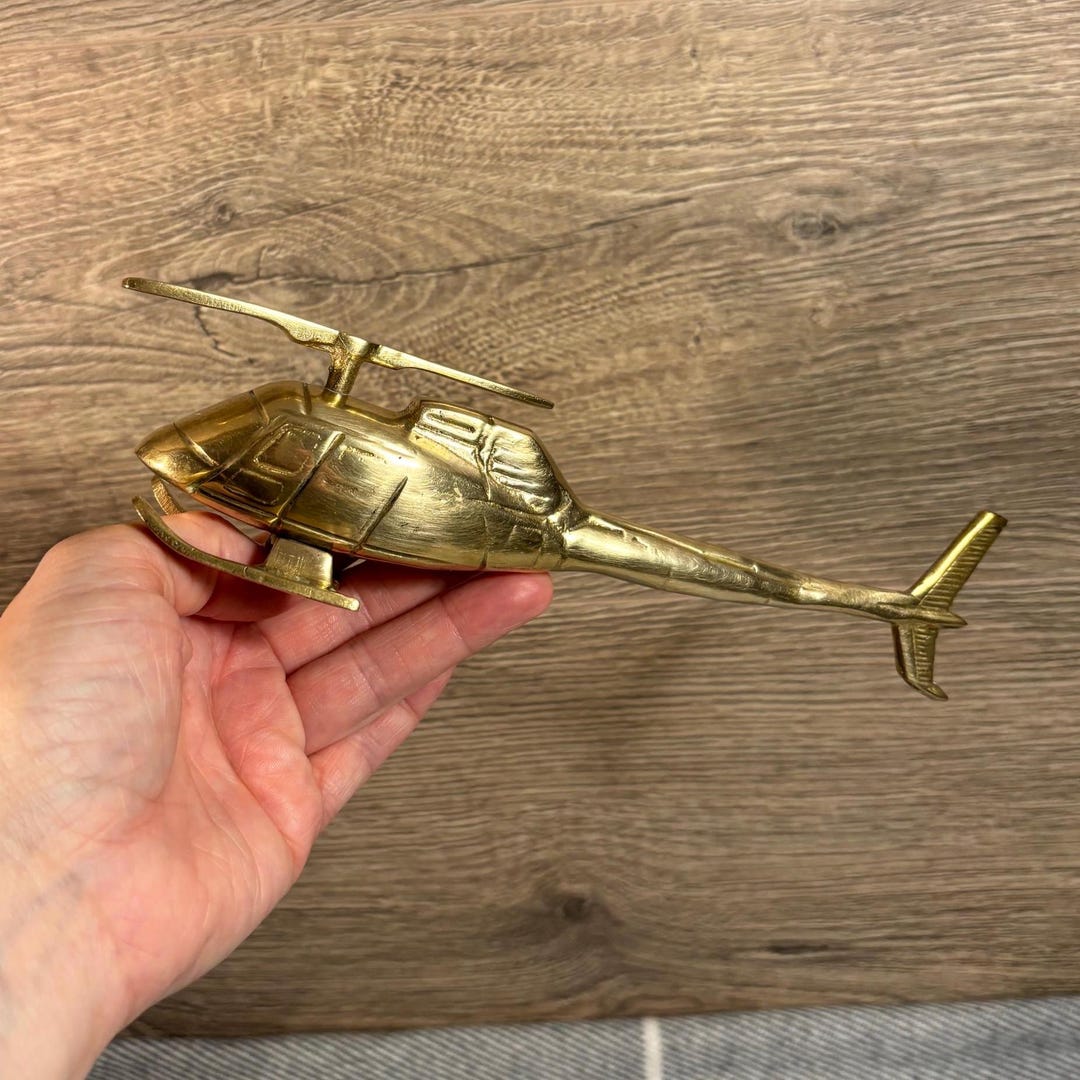 Vintage Solid Brass Helicopter Model Ornament | Mid Century Chopper ...