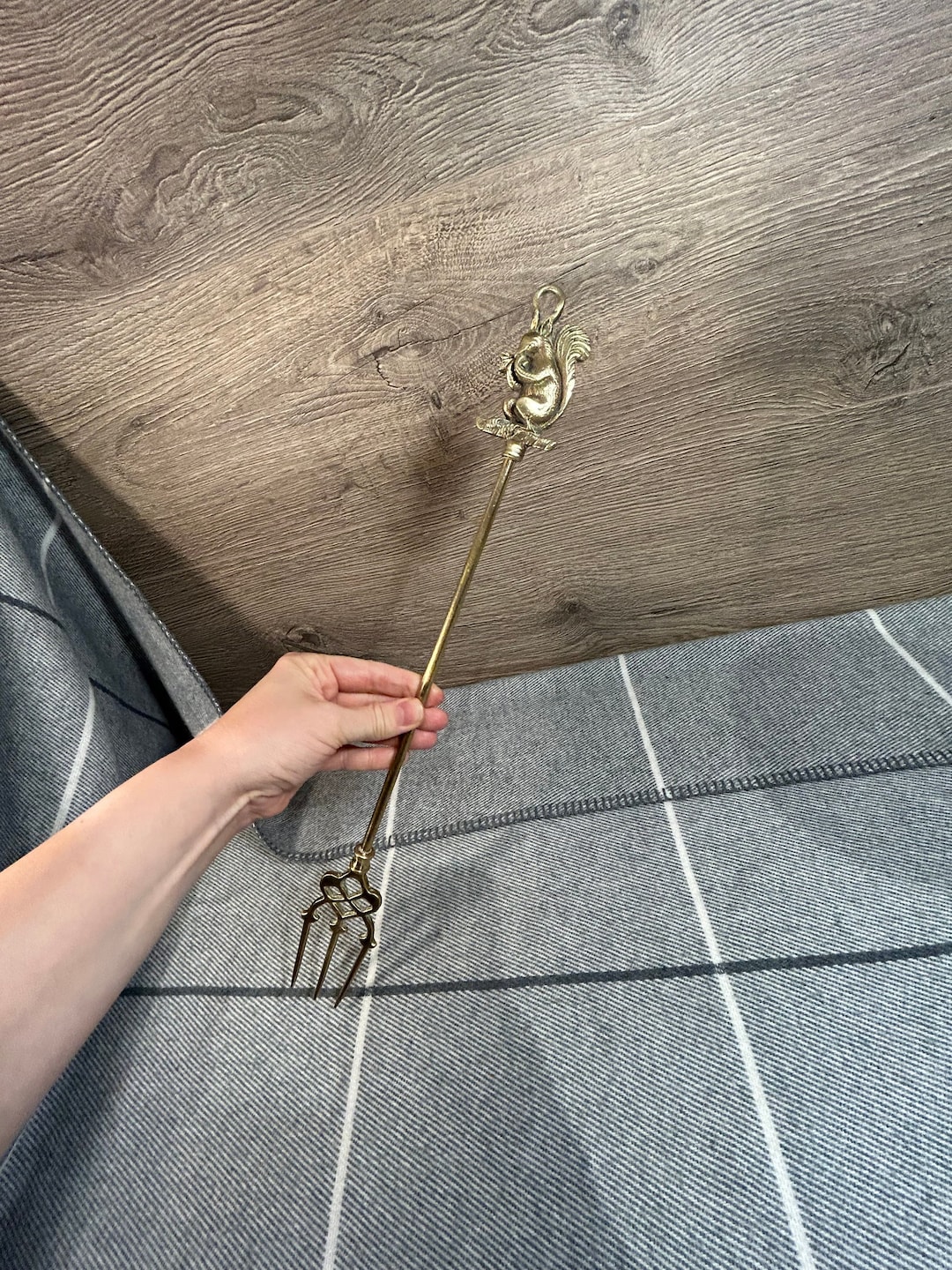 Vintage Brass Squirrel Finial Toasting Fork | Fireplace Accessories ...