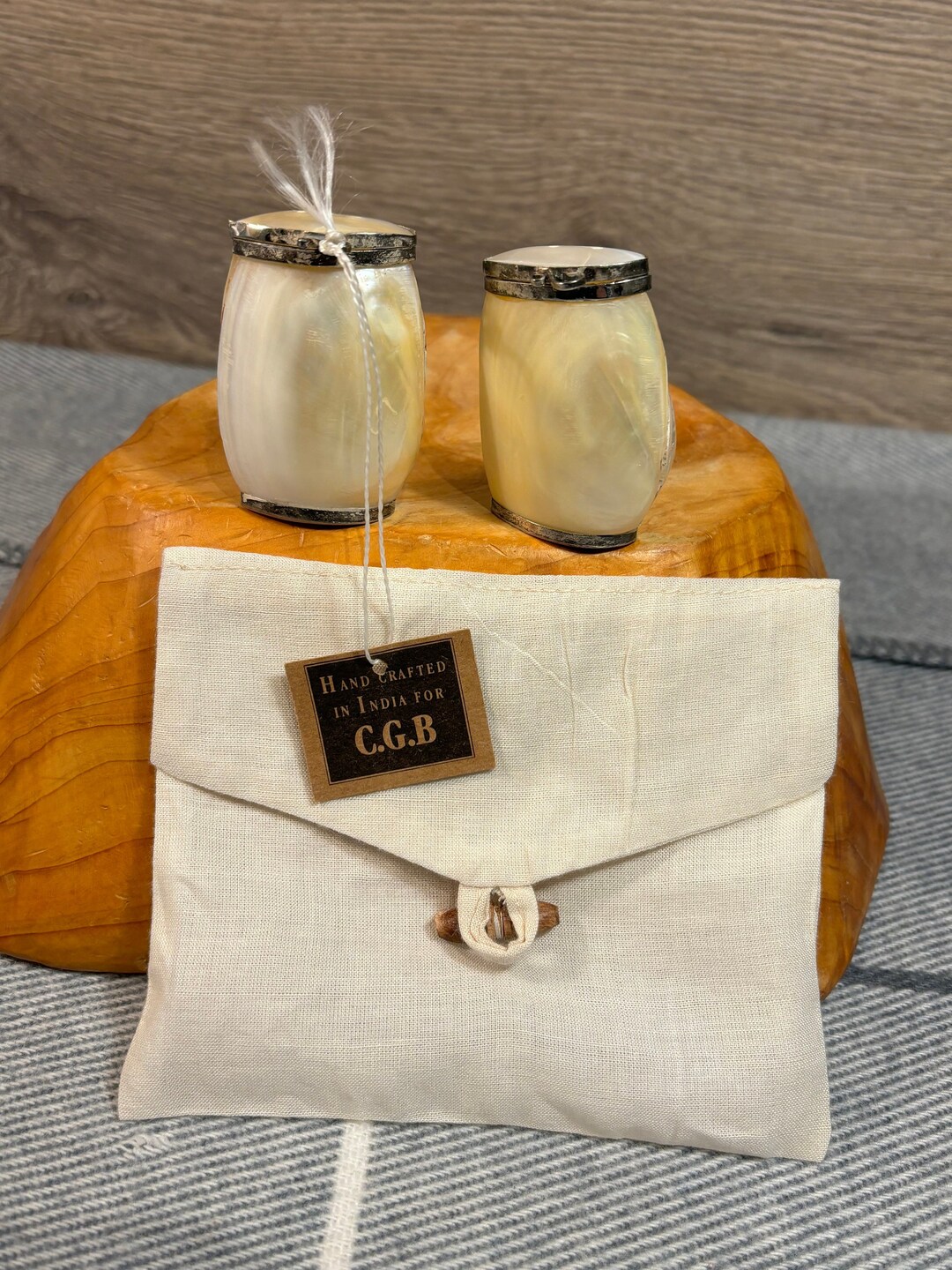 Vintage Hand Crafted in Indian for C.G.B Mother of Pearl Shell Salt ...