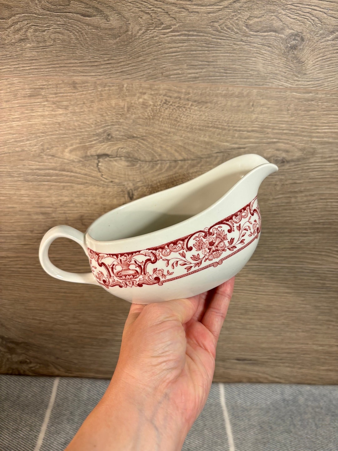 Vintage Royal Doulton Hotelware England Steelite Red Transferware Gravy ...