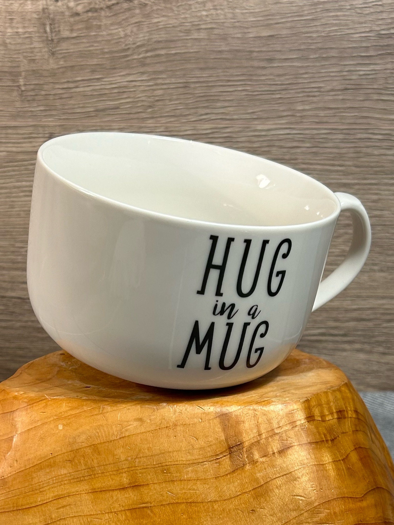 Preloved XXL Minimalist 'hug in a Mug' Large Round Low Profile Ceramic ...