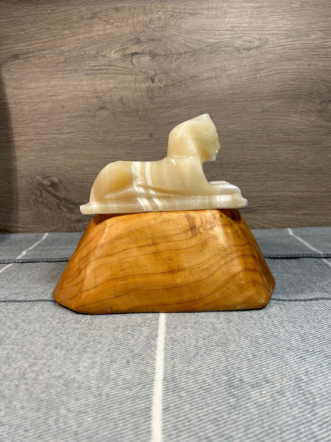 Vintage Mid Century Hand Carved Alabaster Stone Marbled Heavy Sphinx ...