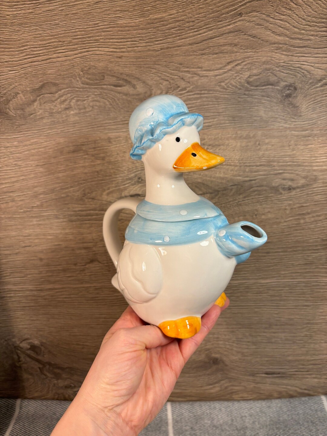 Vintage Lightweight Ceramic Hand Painted Jemima Puddle Duck Teapot ...