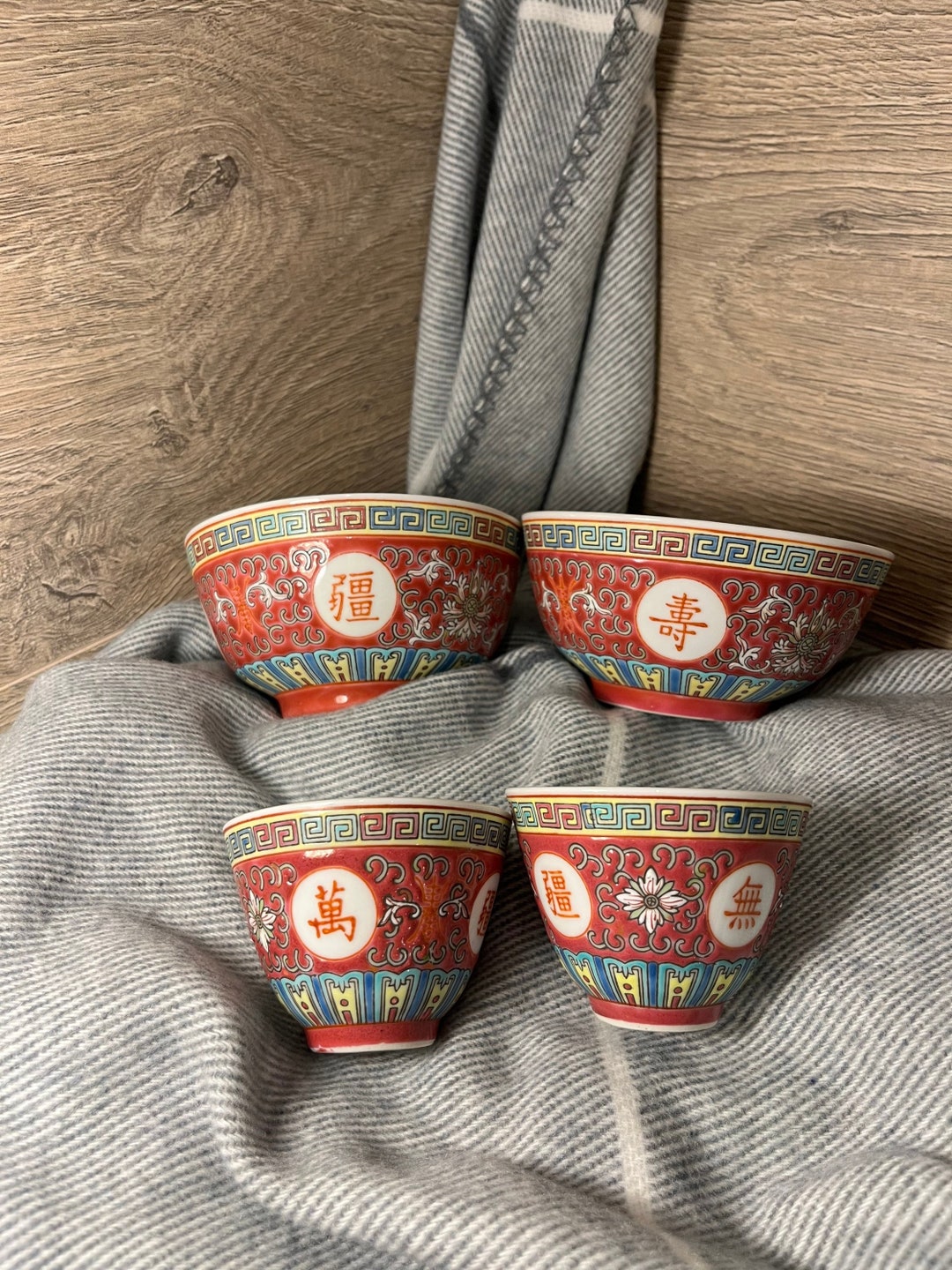 Vintage 1970s Ornate Oriental Pink Mun Shou Rose Longevity Porcelain ...