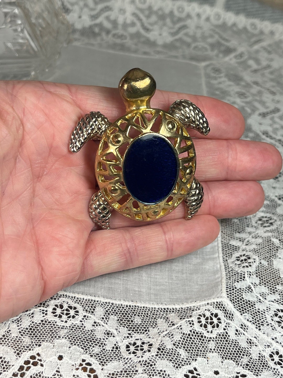 Vintage Gold Tone Purple Cabochon Turtle Brooch Pin - Etsy