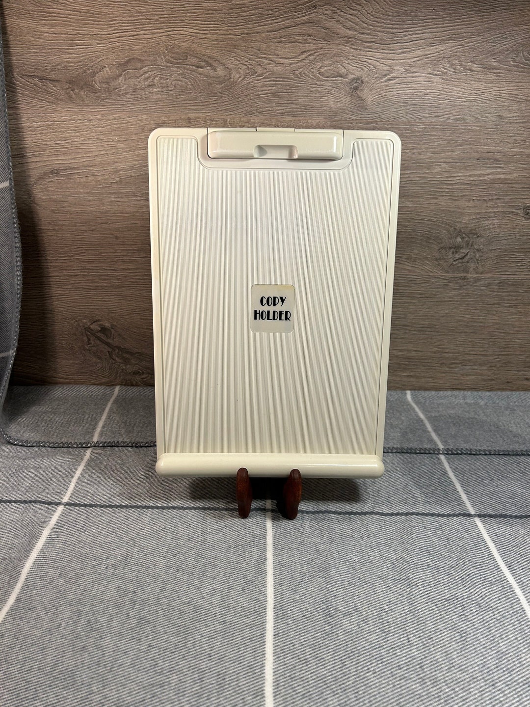 Vintage Mid Century Art Deco Broadway Font Grey Plastic Copy Holder ...