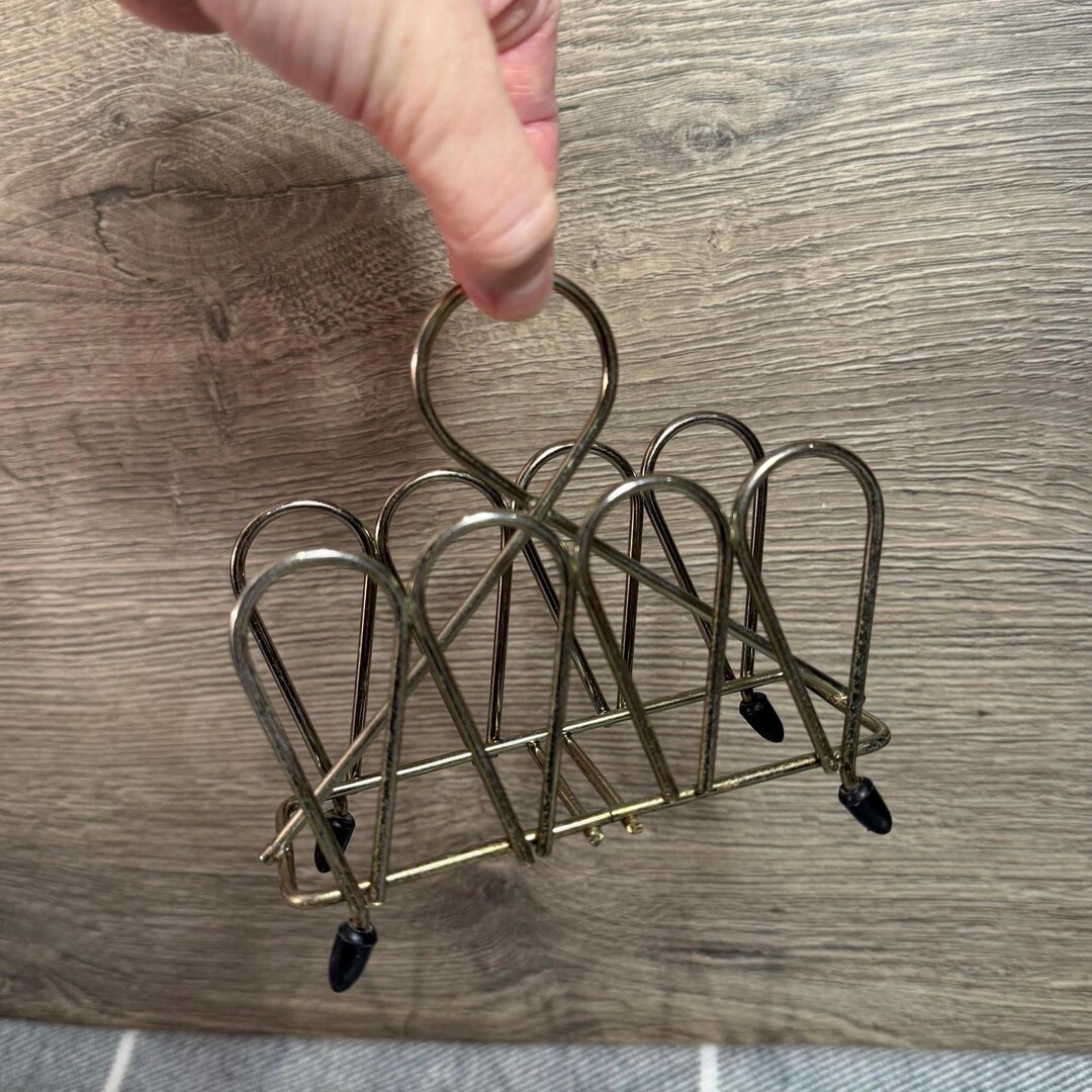 Vintage 1950s Metal Wire Letter Rack With 4 Black Rubber Feet | Mid ...
