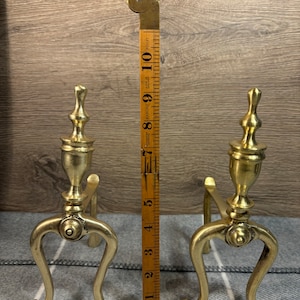 Vintage Solid Brass Elegant Lean Fire Dogs Antique Victorian Andirons ...