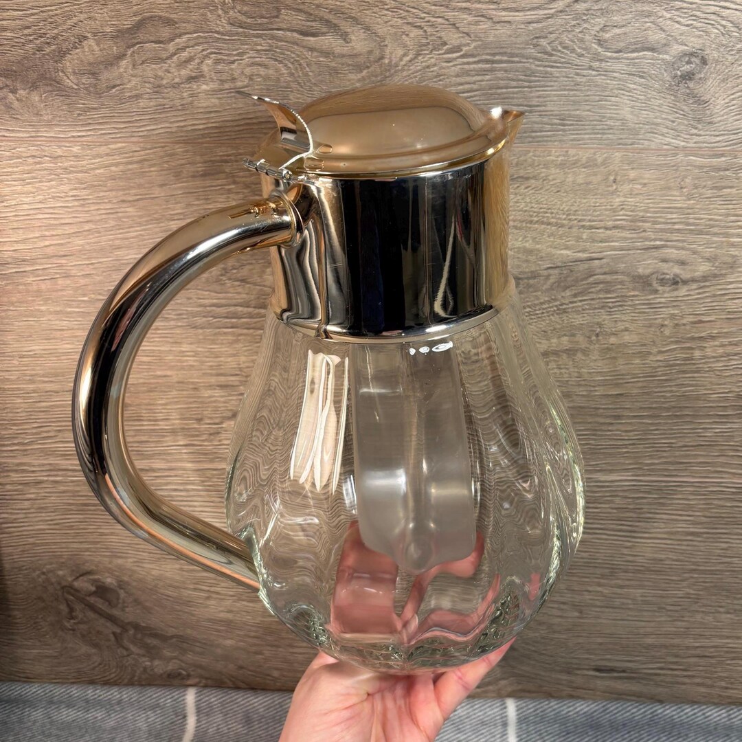 Vintage Large Heavy Fluted Glass Cocktail & Lemonade Ice Cube Holder ...
