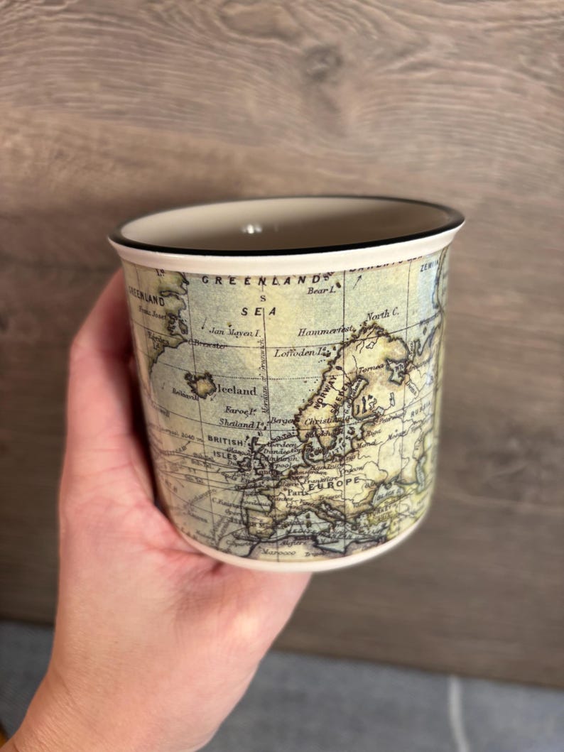Preloved Typo World Map Extra Shot Mug With 1oz Metal Flask | Ceramic ...