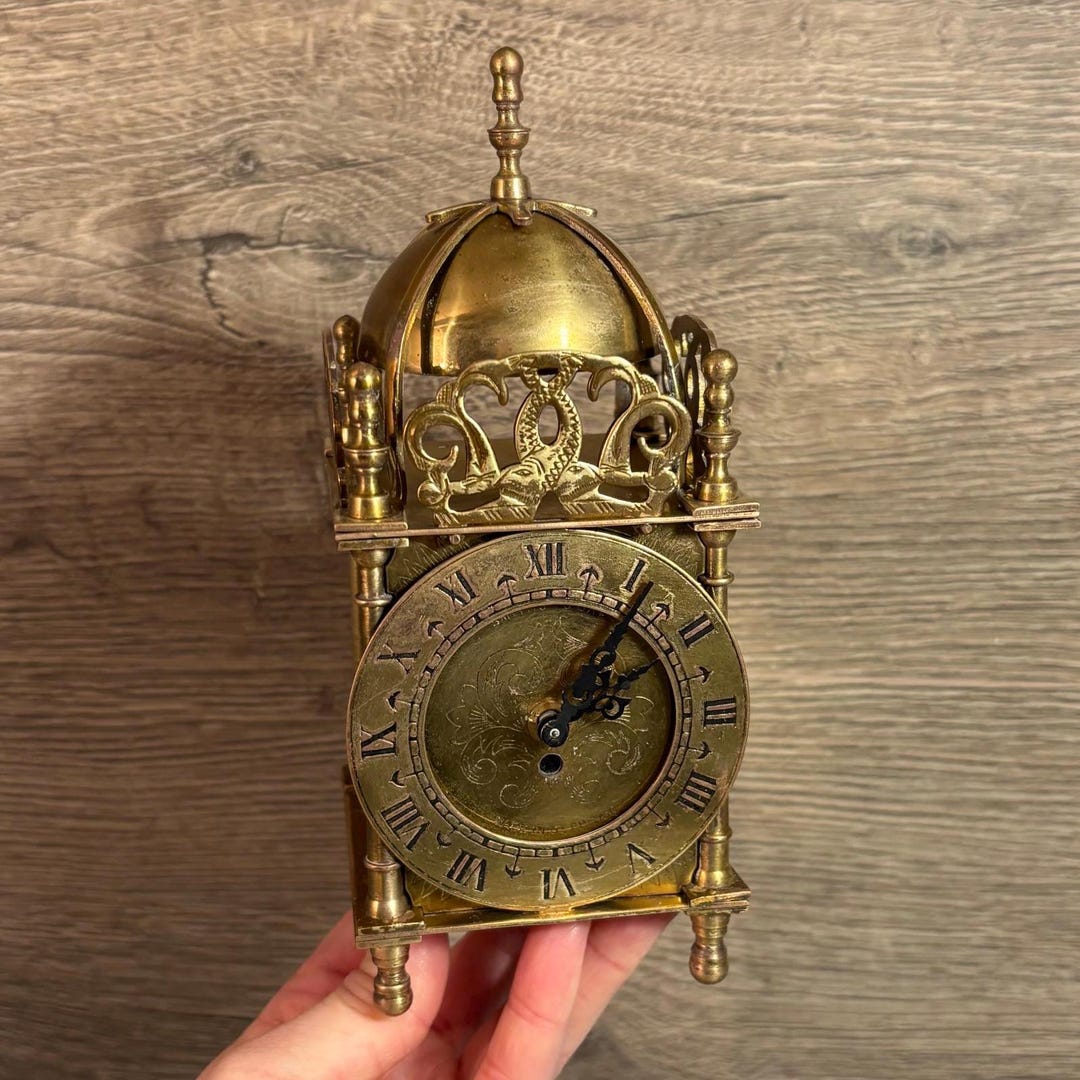 Vintage Smiths 8 Day Brass Lantern Mantel Carriage Clock With Roman ...