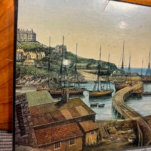 Vintage Kevin Platt Small Newquay Coastal Town Print on Board ...