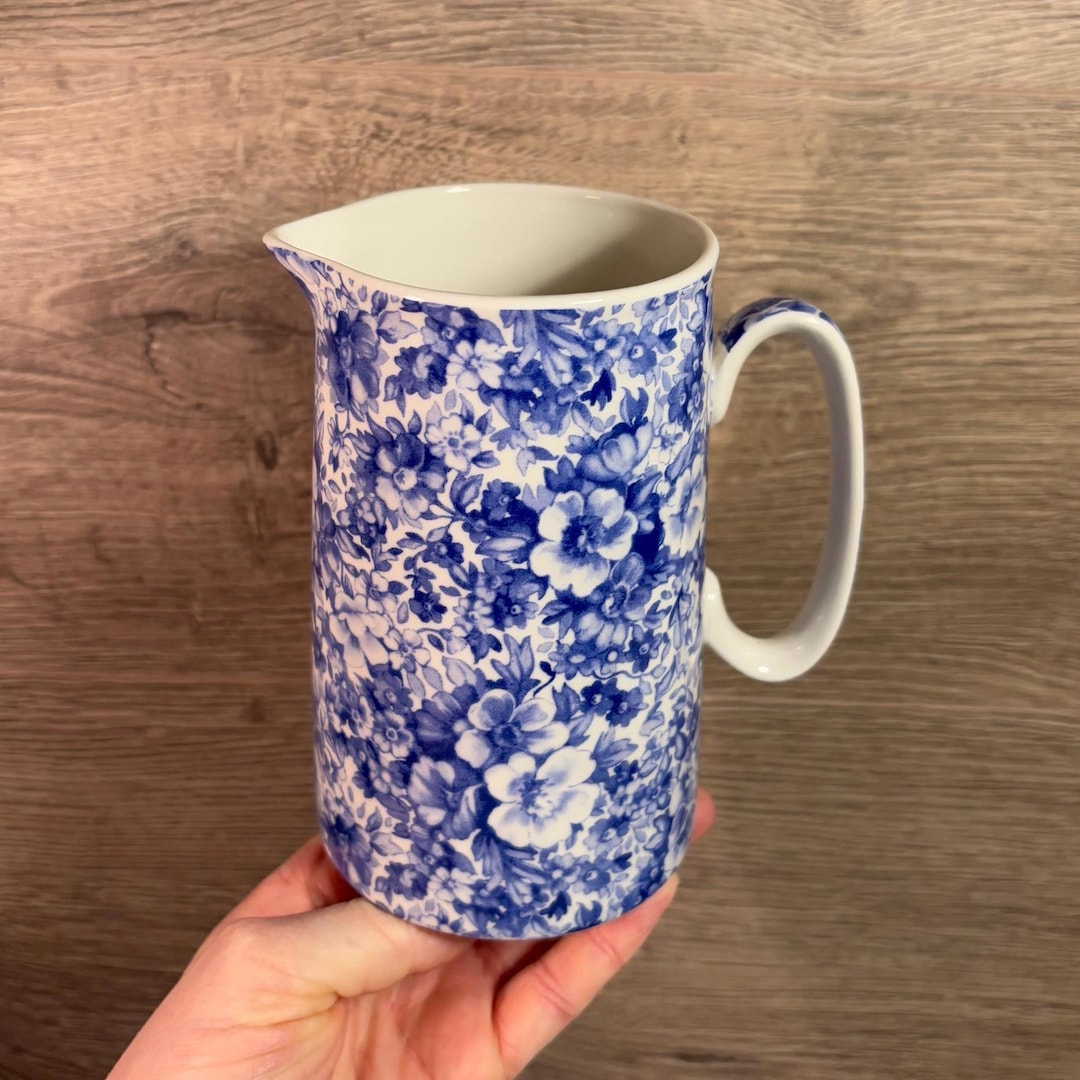 Vintage Heron Cross Pottery Cobalt Blue & White Petite Jug Pitcher ...