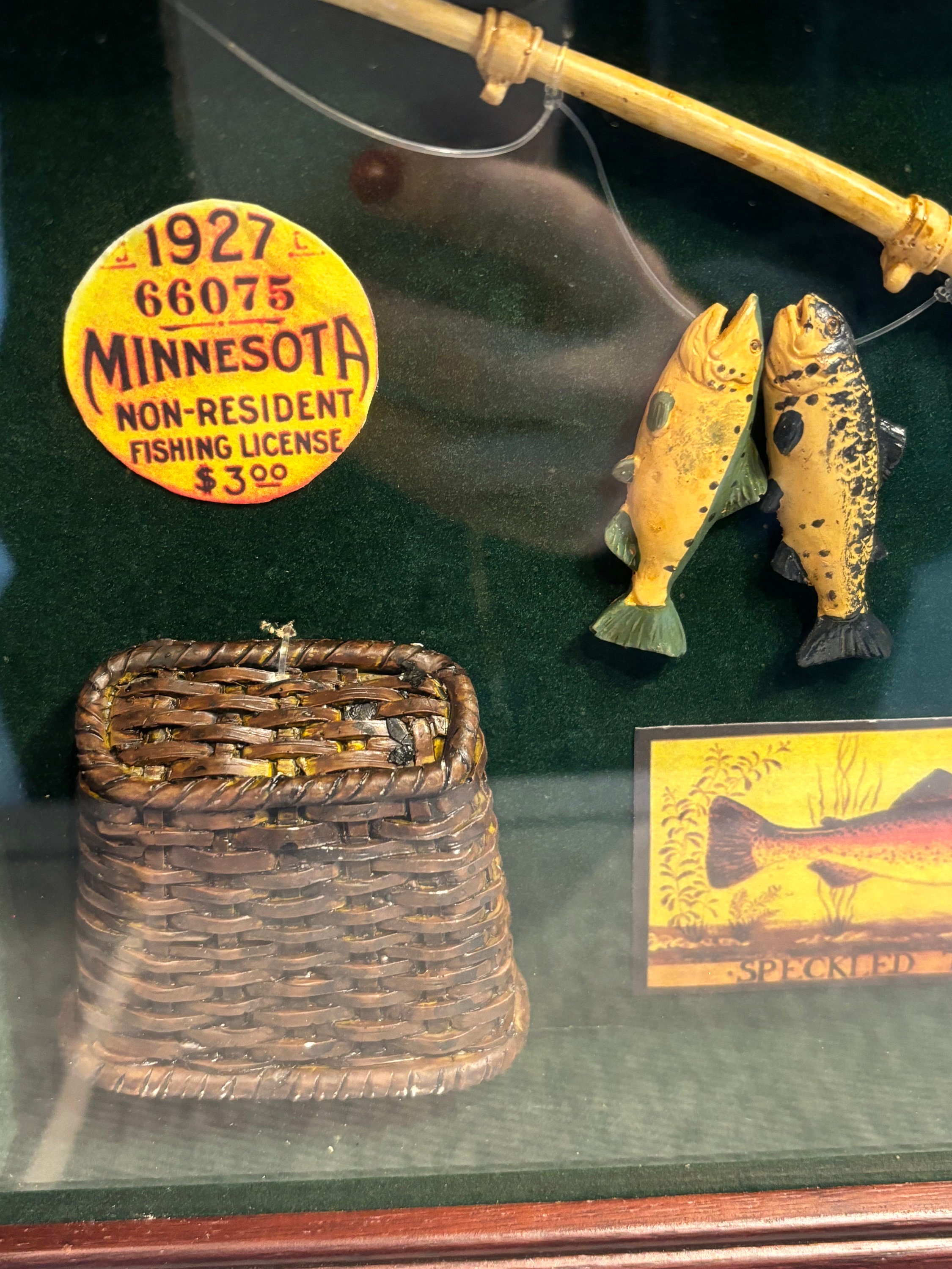Vintage Fishing Shadow Box | Diorama 3D Fisherman's Framed Wall Hanging ...