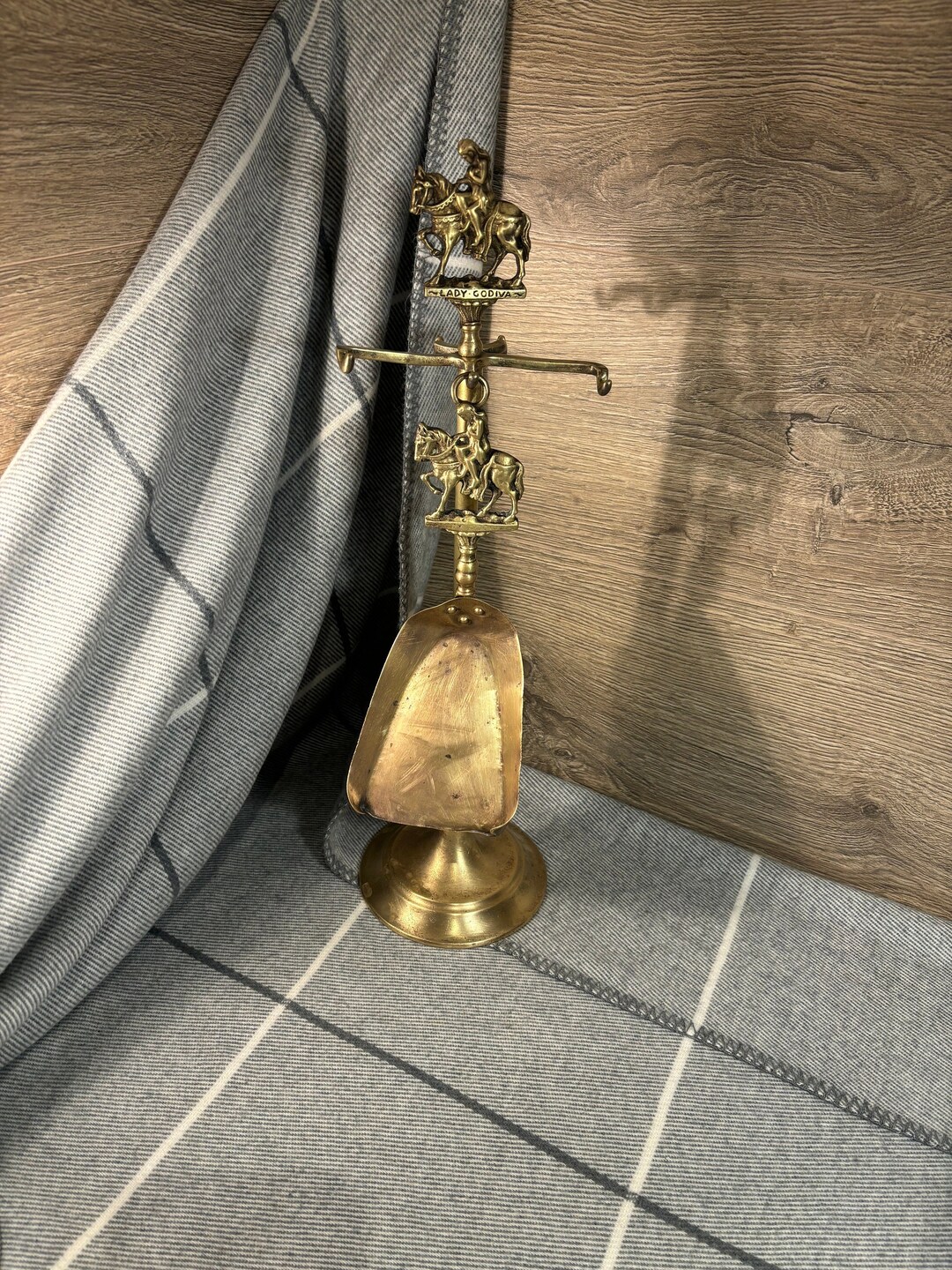Vintage Lady Godiva Brass Hanging Fire Tool Holder Peerage England ...