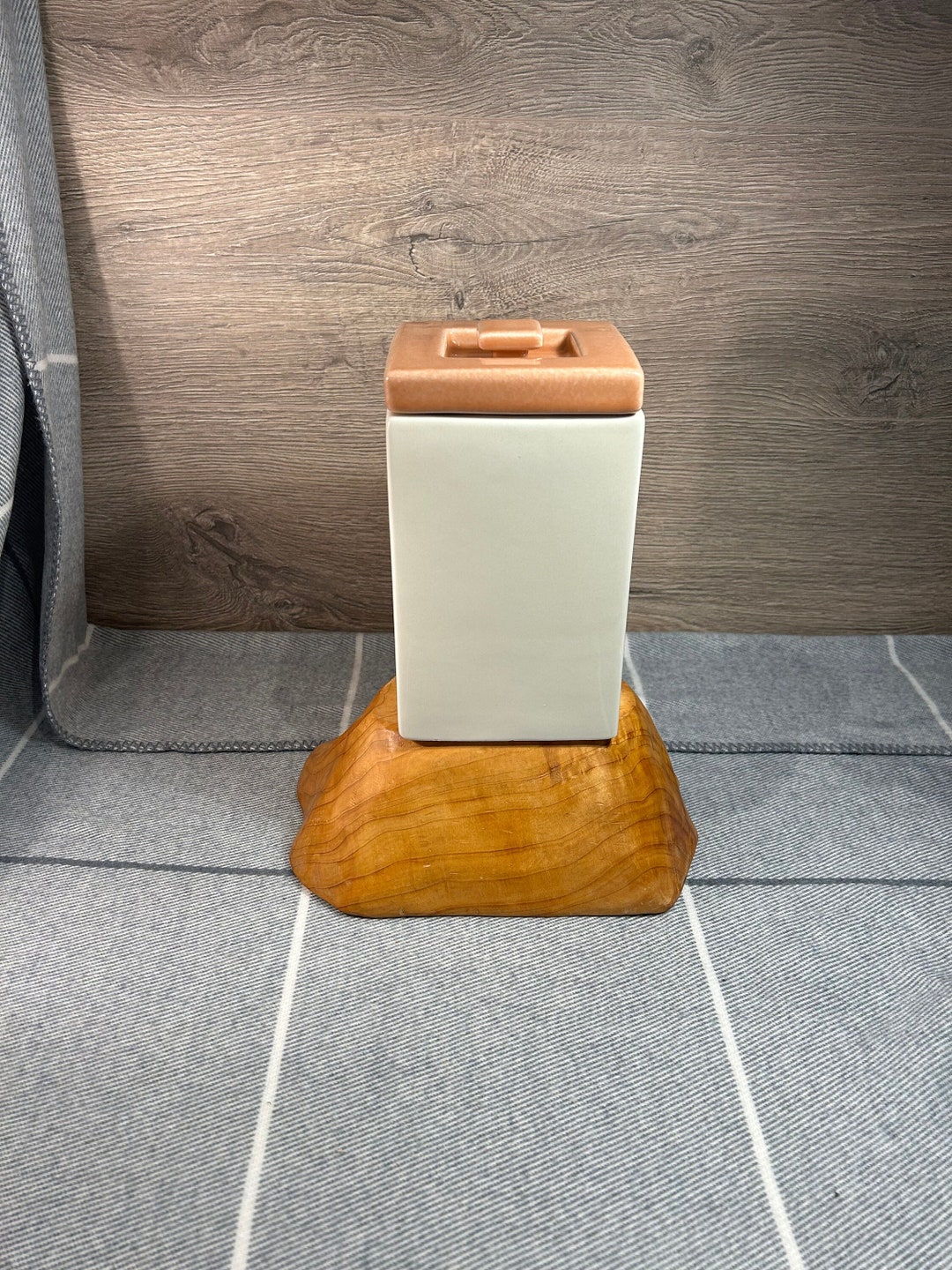 Vintage Large Tall Heavy Square Lidded Ceramic Kitchen Countertop Jar ...