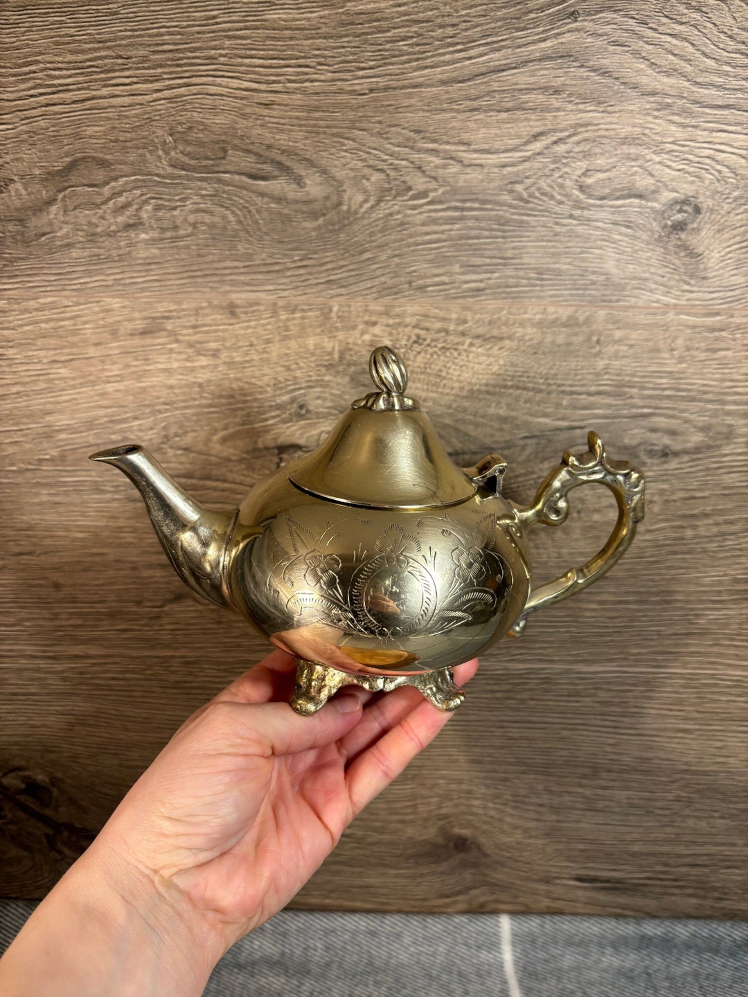 Vintage Heavy EPNS Hand Etched Floral Footed Teapot Traditional Tea ...