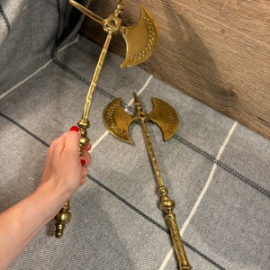 Vintage Solid Brass Heavy Decorative Medieval Viking Style Single & Two Sided Axe Set ...
