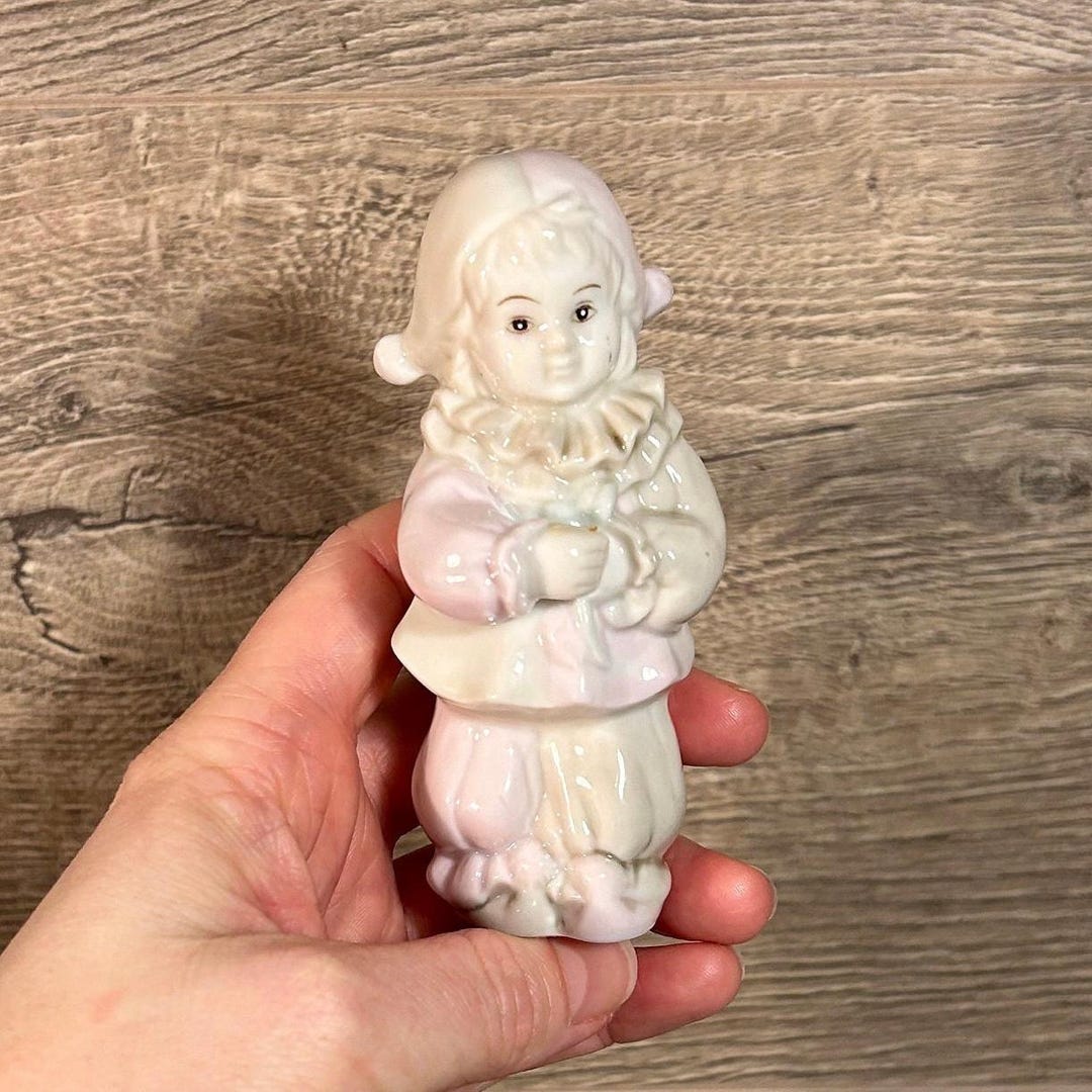Vintage Porcelain Subtle Pastel Pink & Blue Colour Contemplative Child ...