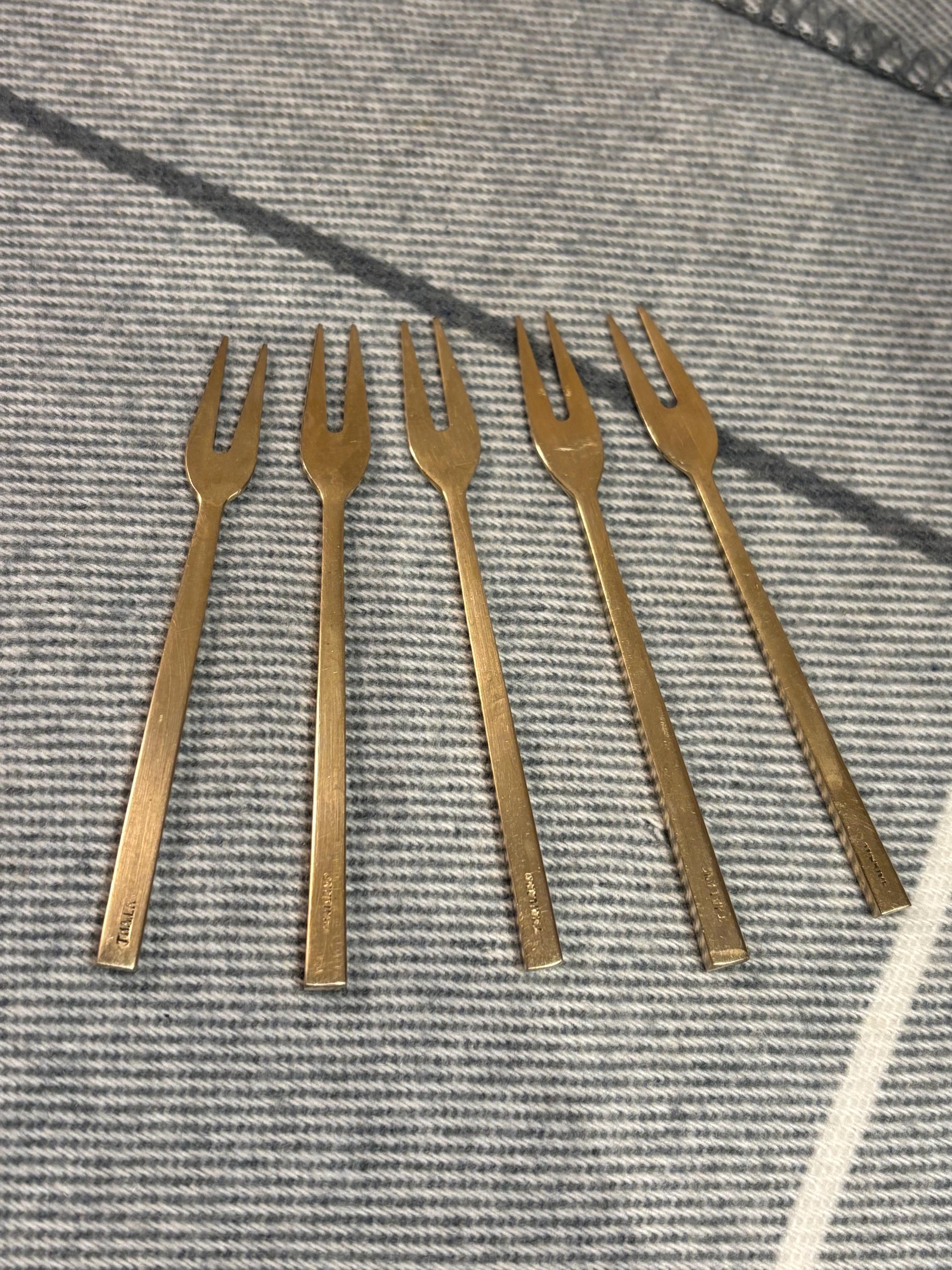 Vintage Set of 5 Solid Brass Thailand Fruit & Dessert Mini Forks ...