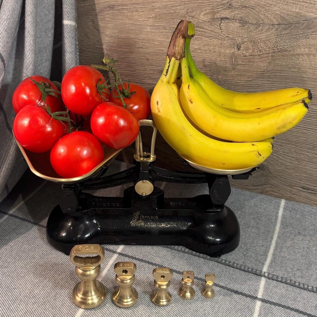 Vintage Libra Scale Co England Black Cast Iron Kitchen Balance Scales ...