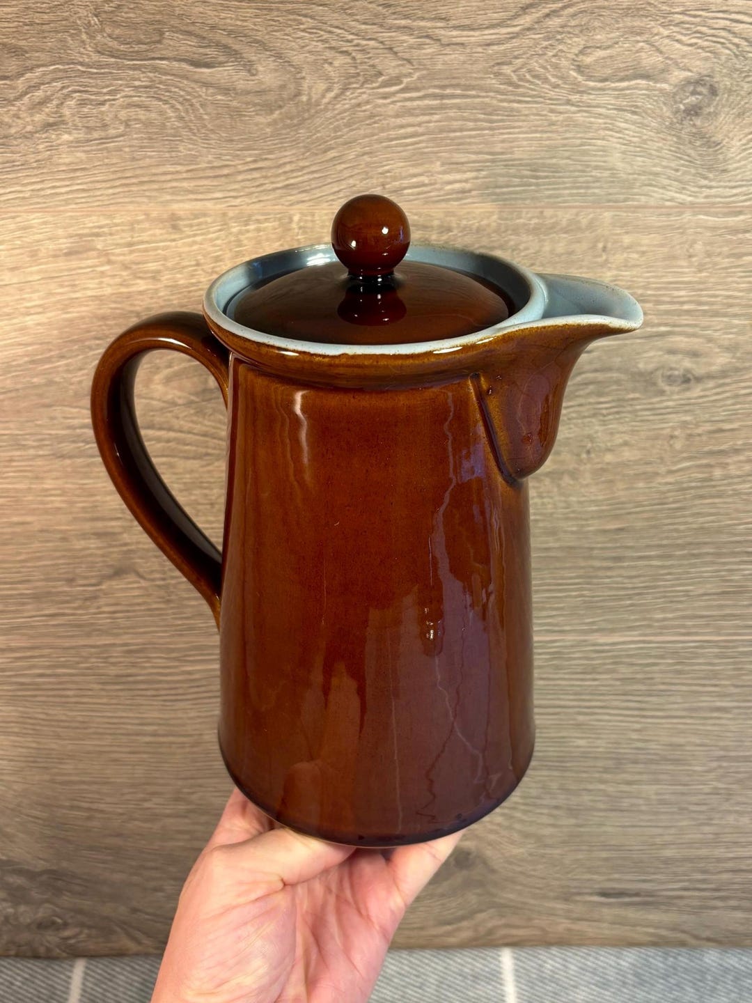 Vintage Denby Bourne 2 Pint Coffee Teapot | Mid Century Rich Chestnut ...