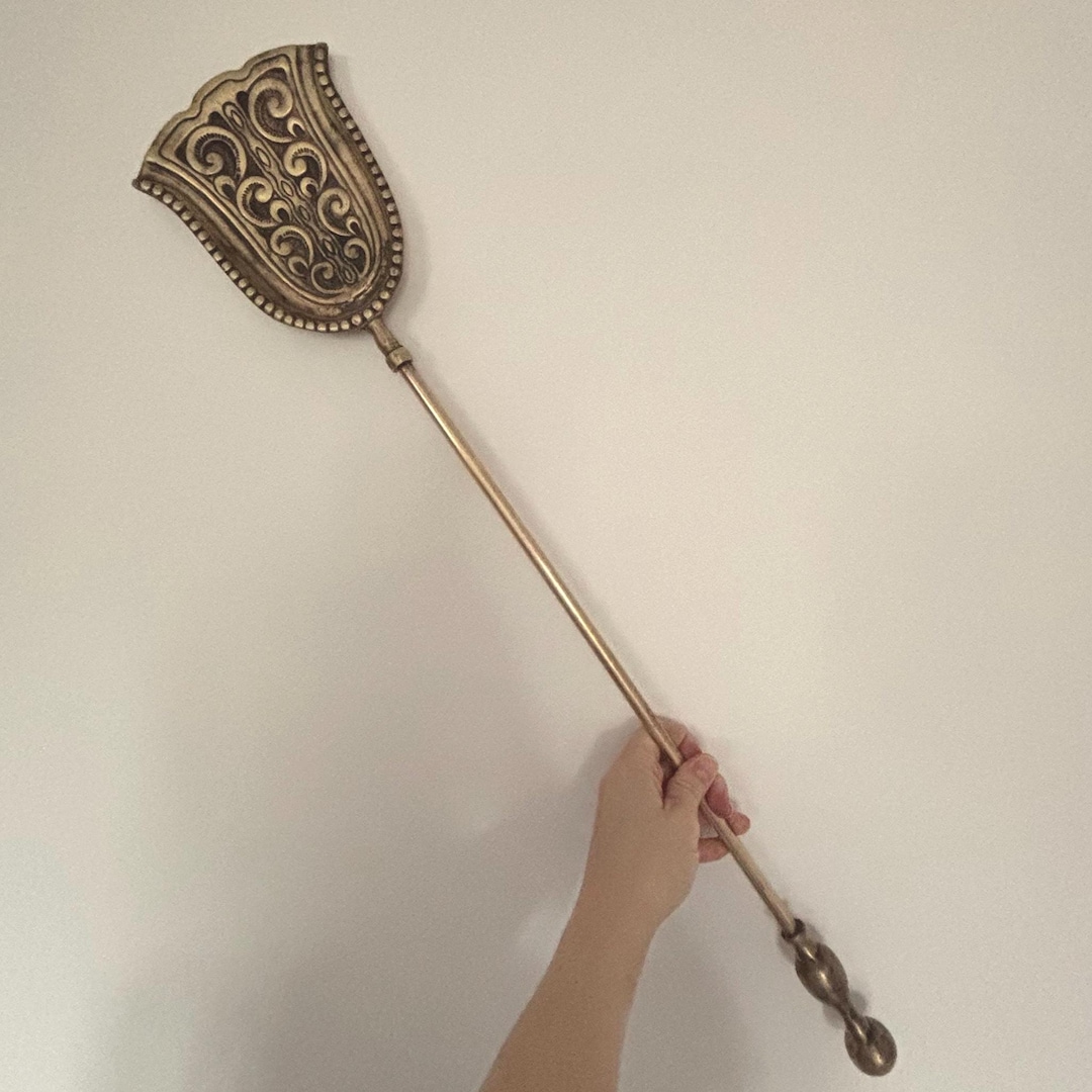 Vintage 72cm/28" Fireplace Solid Brass Heavy Ornate Coal Ash Long ...