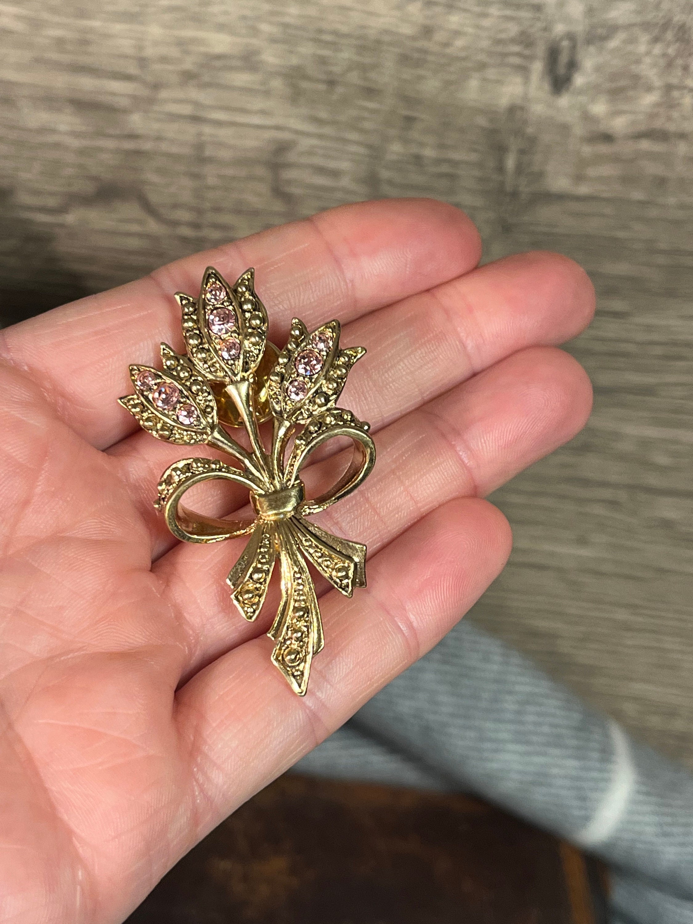 Vintage Ballou Reg'd Gold Tone Pink Tulip Rhinestone - Etsy UK