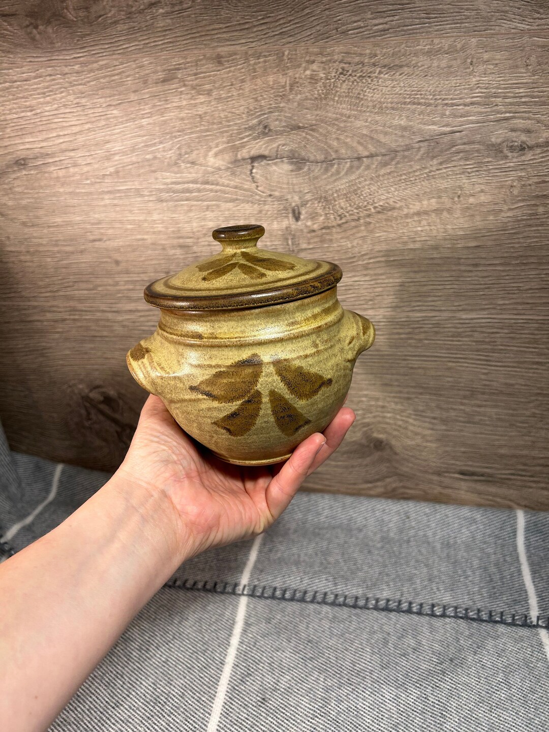 Vintage Studio Pottery Art Small Round Ceramic Lidded Neutral Earthy ...