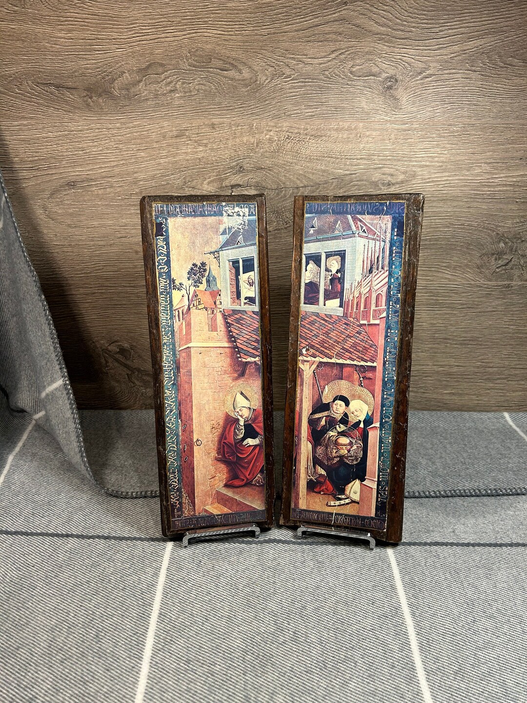 Vintage Collectible Art Dark Wood Primitive Ragged Slab & Print Lucas ...