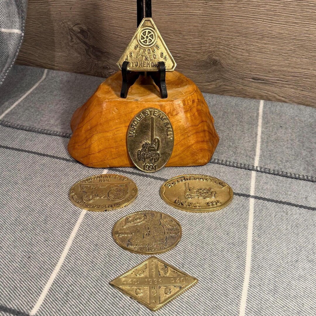 Vintage 1994 Set of 6 Small Brass Plaques | Stonehouse Stroud Transport ...