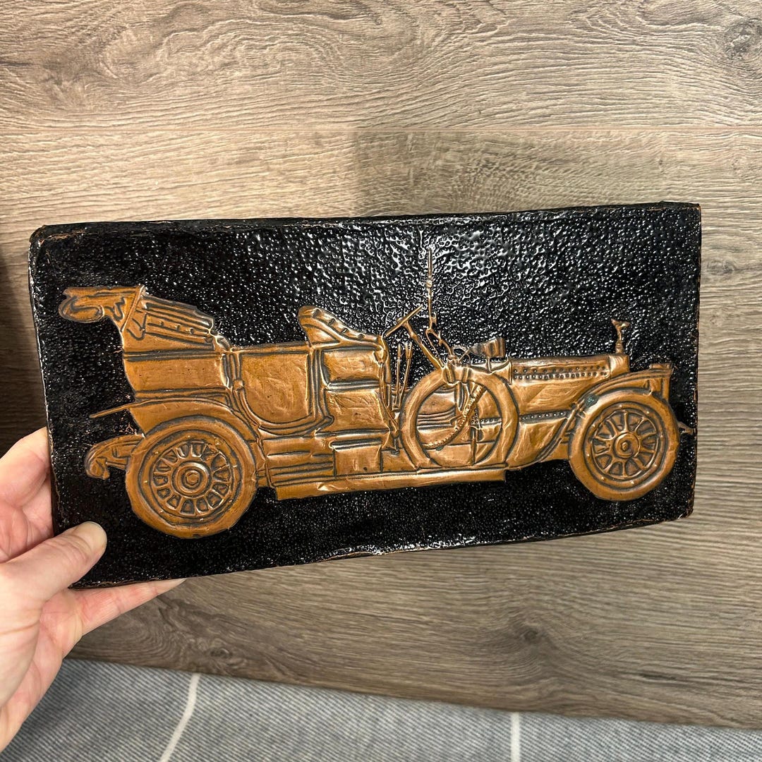 Vintage Hand Crafted Mid Century Hammered Copper Car Artwork Wall ...