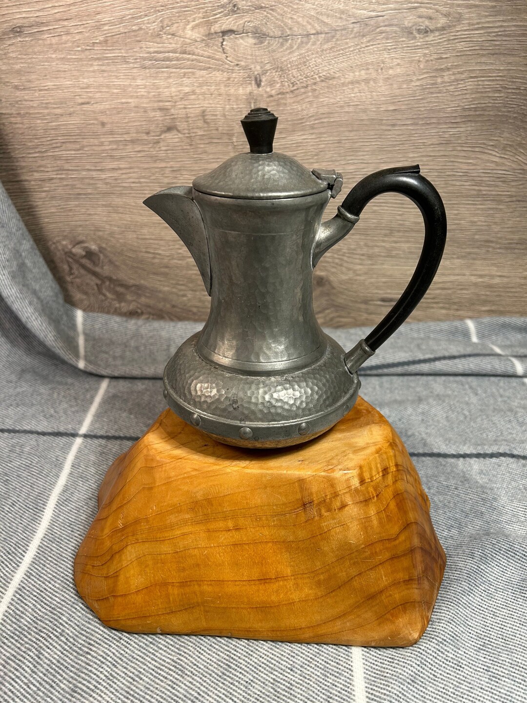 Vintage Silver Tone Planished Hammered Pewter Art Deco Craftsman Made ...