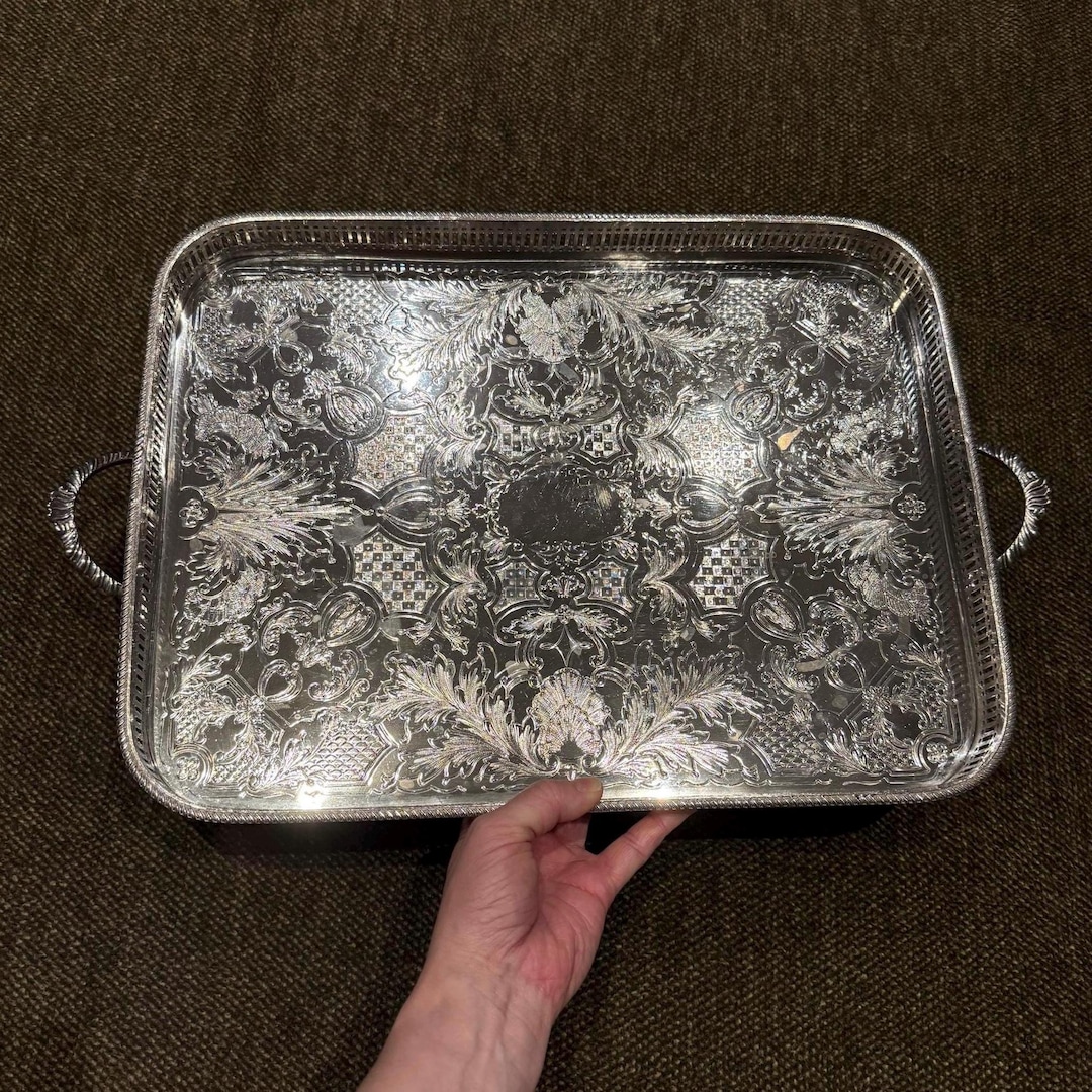 Vintage 1.5kg Arthur Price Silver Plated on Copper 2 Handle Gallery ...
