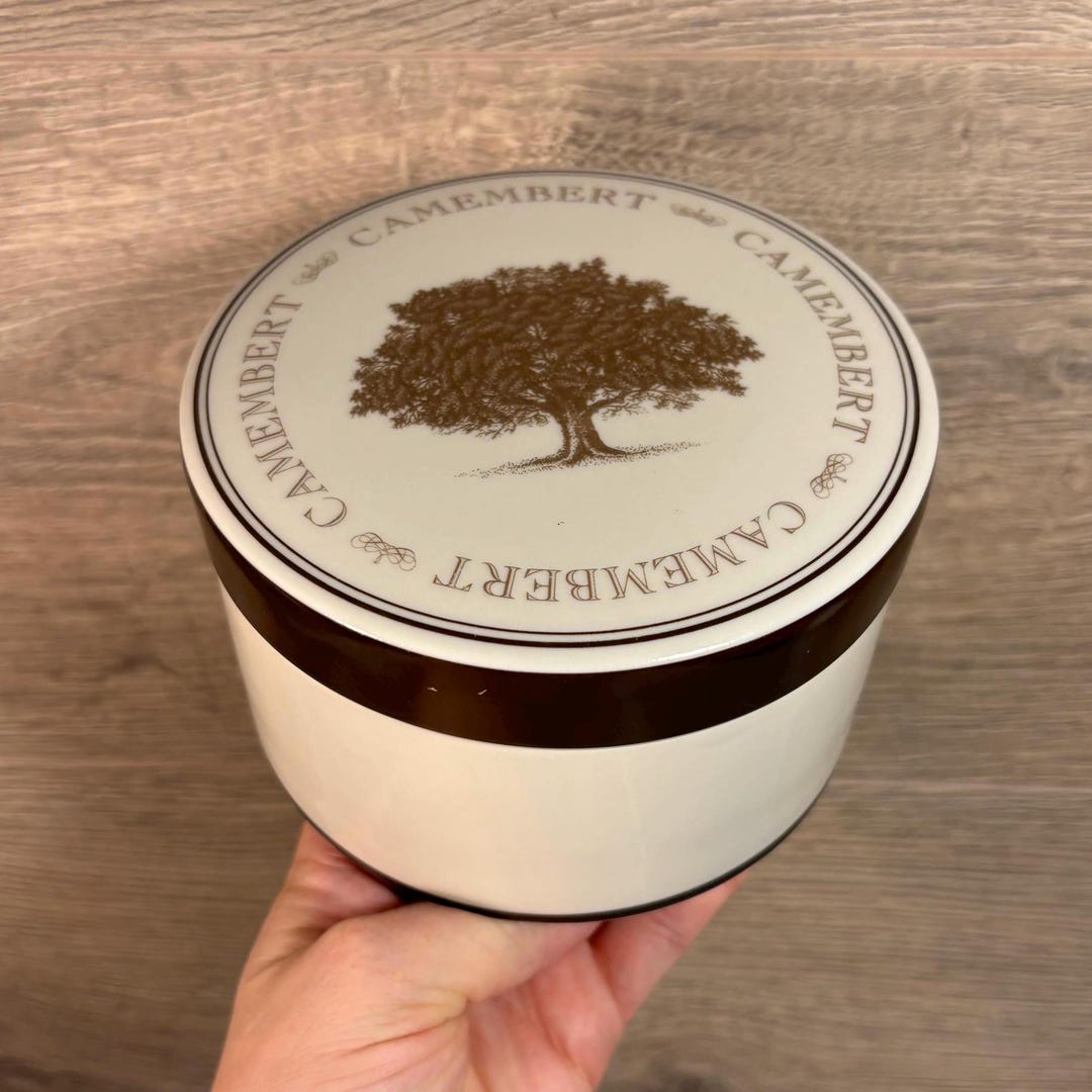 Preloved Ceramic Camembert Cheese Baker | Cream Brown Tree Motif Baking ...