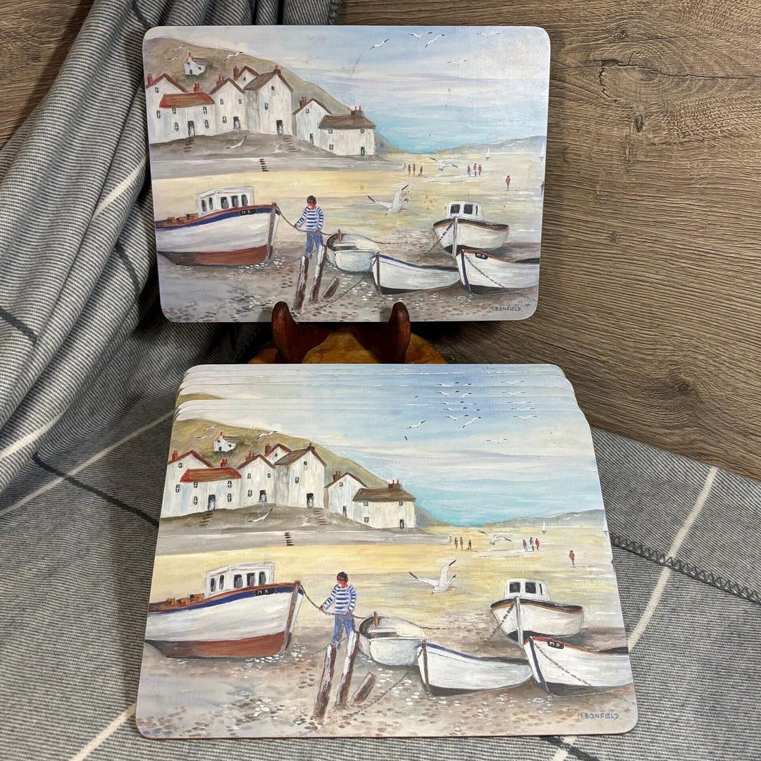 Preloved Maureen Bonfield Cornish Harbour Placemats- Set of 12 ...