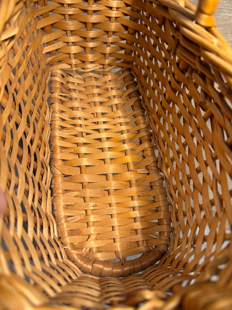 Vintage Wicker Wine Bottle Carrier Caddy Basket Holder With Neck Ring ...