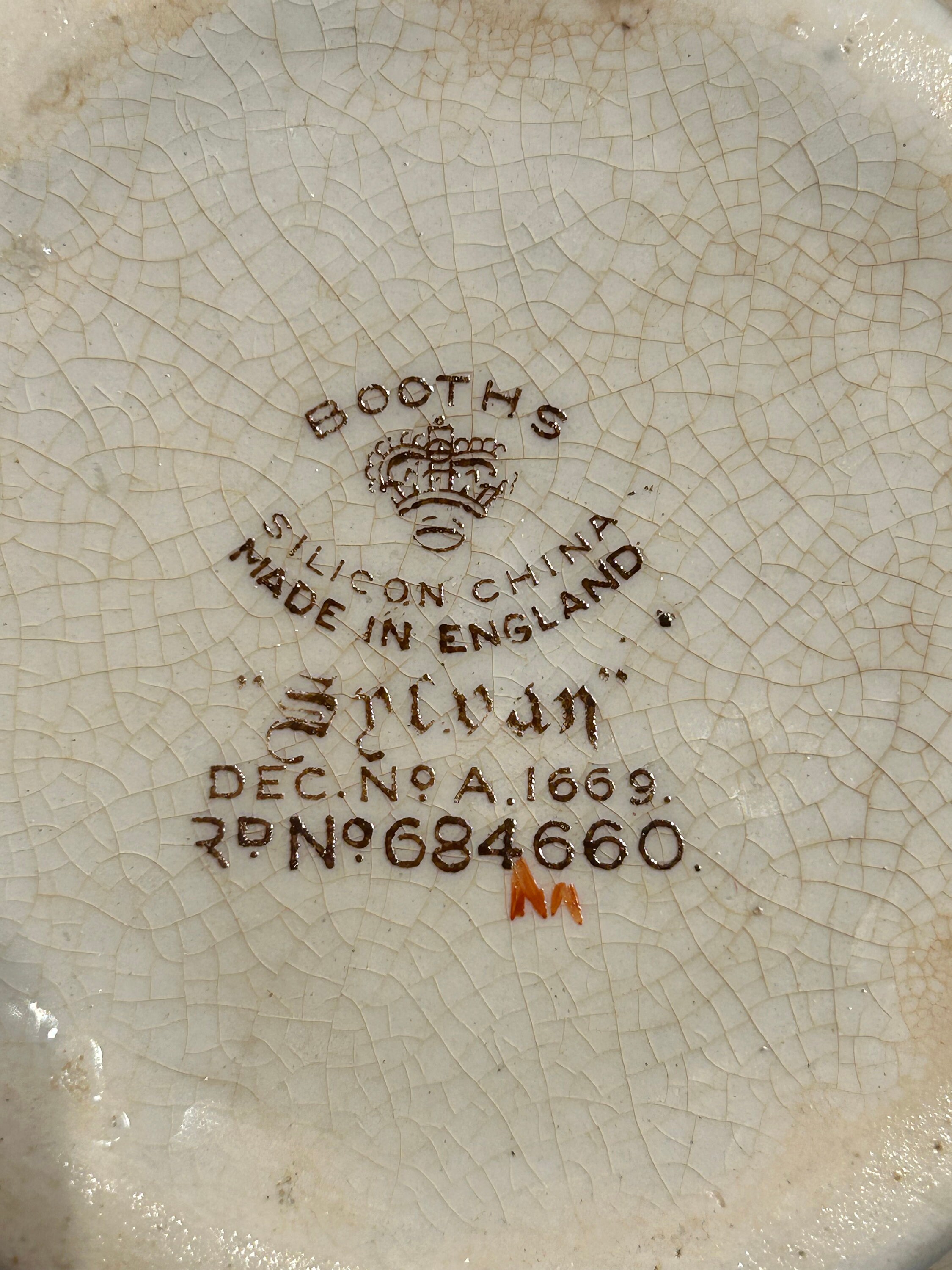 Vintage Antique Booths Silicon China Made in England Sylvan Dec No A ...