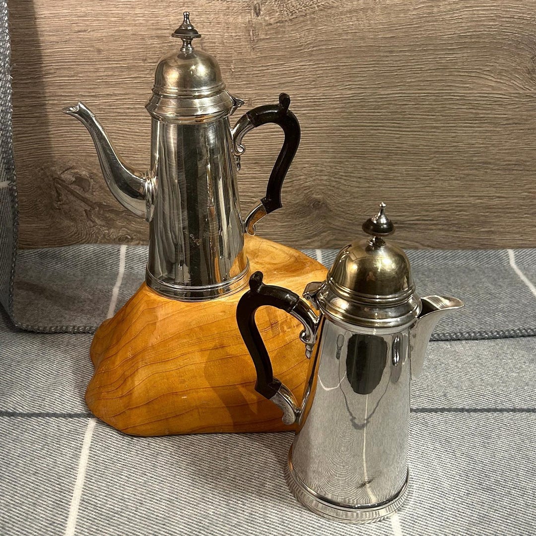 Vintage Lighthouse Shape EPNS Coffee & Teapot Duo With Hinged Dome Lids ...