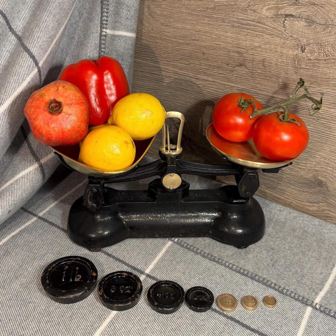 Vintage Libra Scale Co England Black Cast Iron Kitchen Balance Scales ...