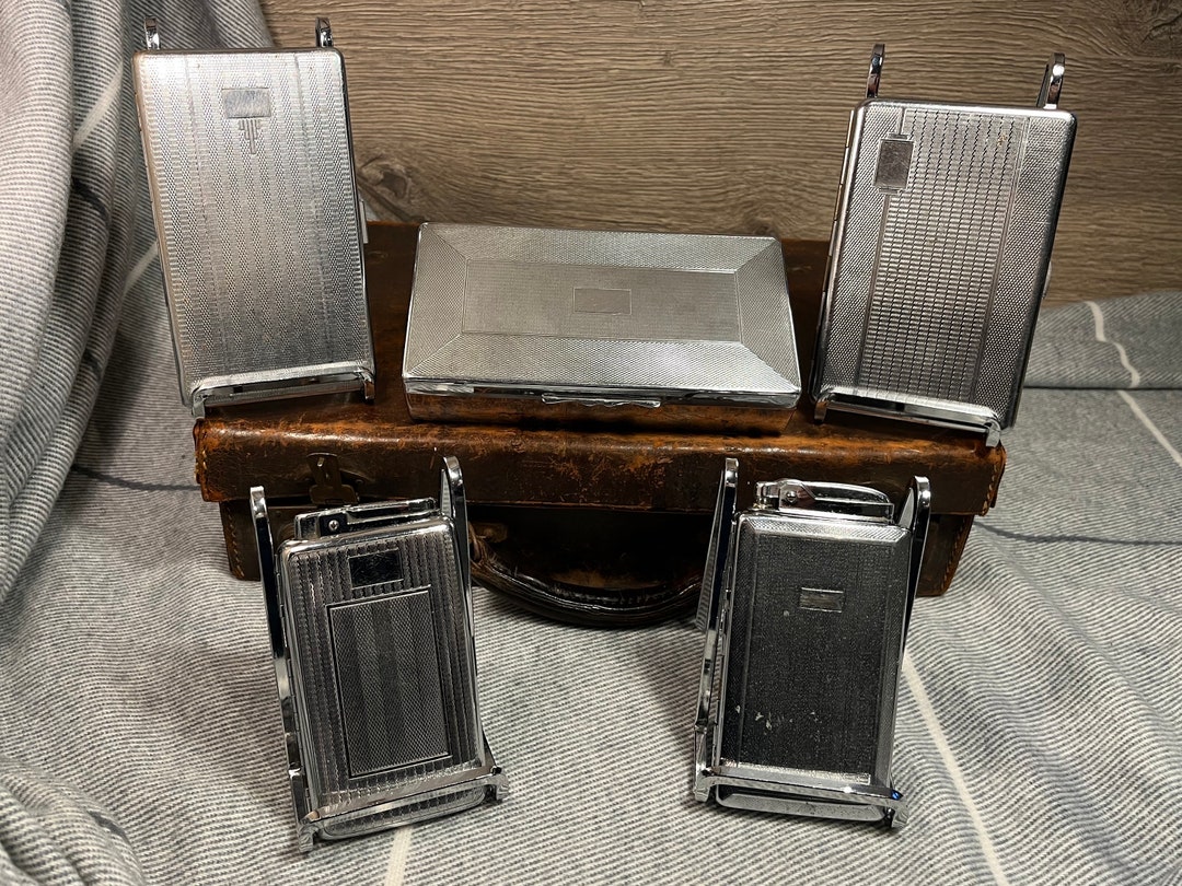 Vintage British Chrome Plated Tobacciana Bundle of 5: Cigarette Case ...
